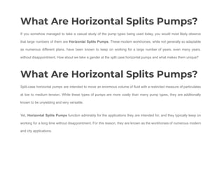 A Guide to Horizontal Splits Pumps | PDF