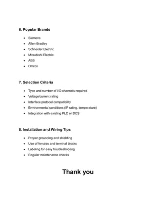 Understanding I/O Modules in Industrial Automation | PDF