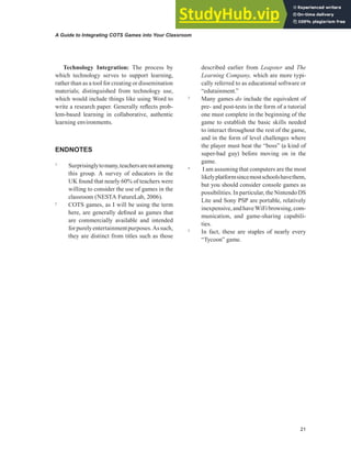 A Guide To Integrating COTS Games Into Your Classroom | PDF