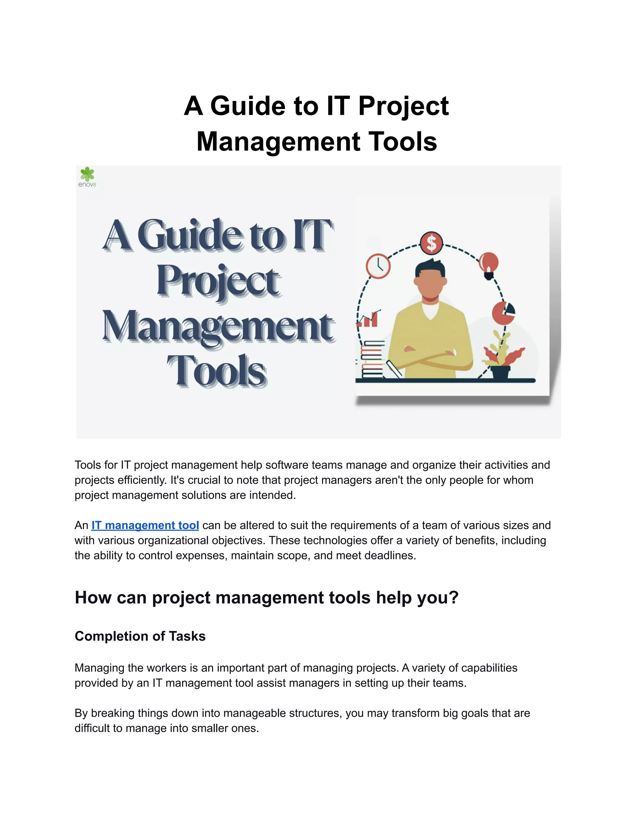 A Guide to IT Project Management Tools | PDF