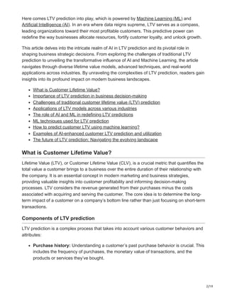 A guide to LTV prediction using machine learning | PDF
