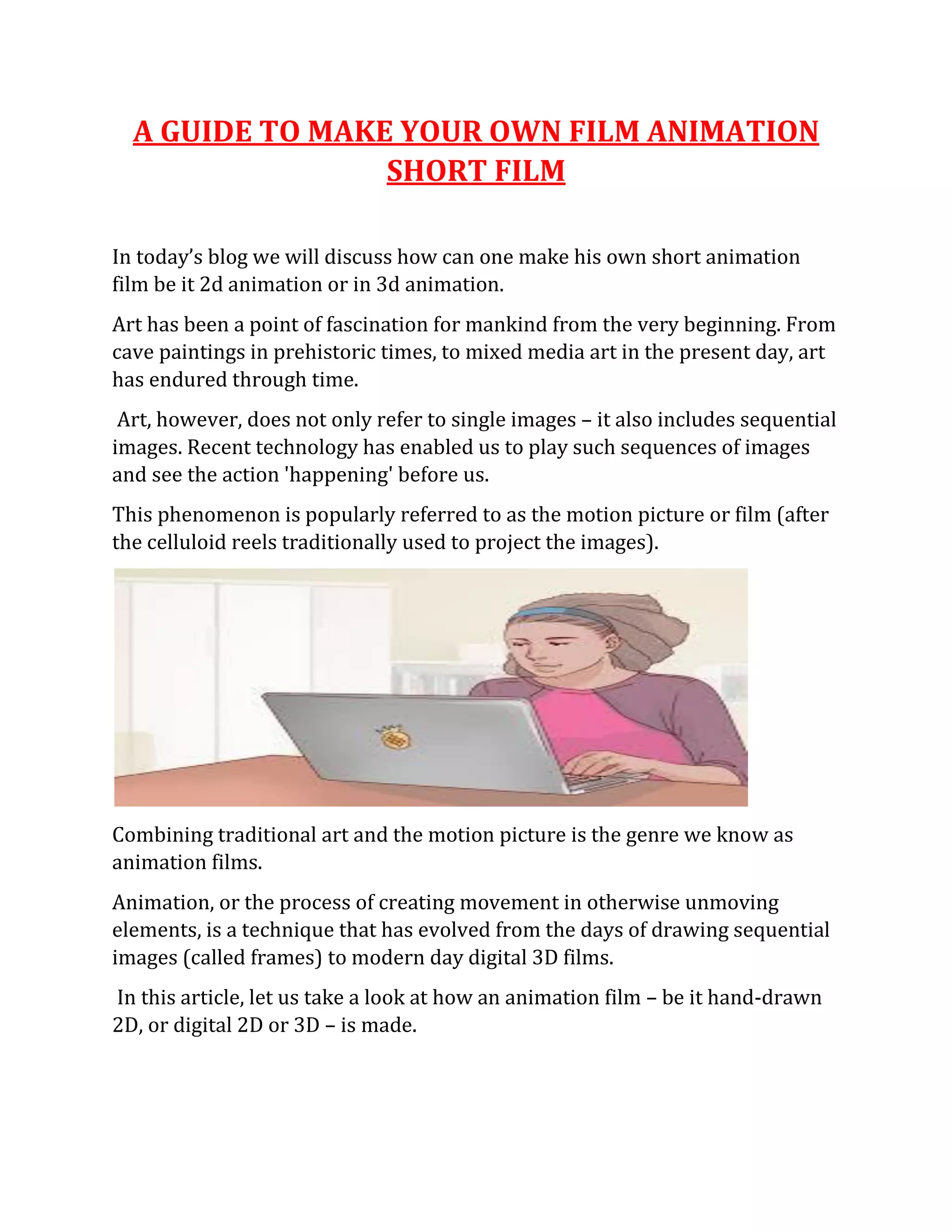 A guide to make your own film animation short film | PDF