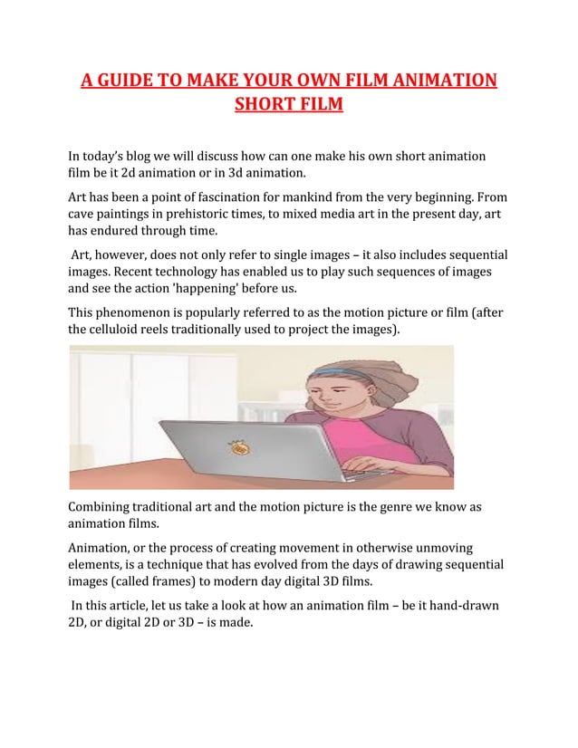 A guide to make your own film animation short film | PDF