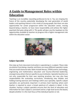 A guide to management roles within education | PDF