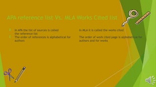 A Guide to MLA vs. APA Referencing Style in Academic Writing | PPTX