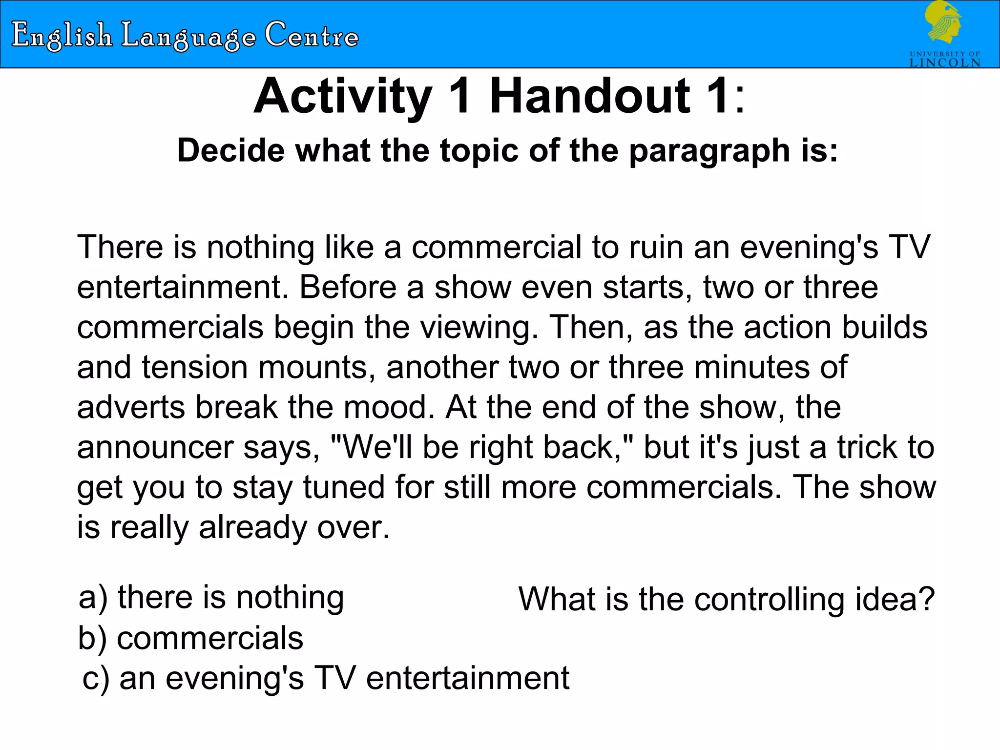 A guide to paragraphs | PPT