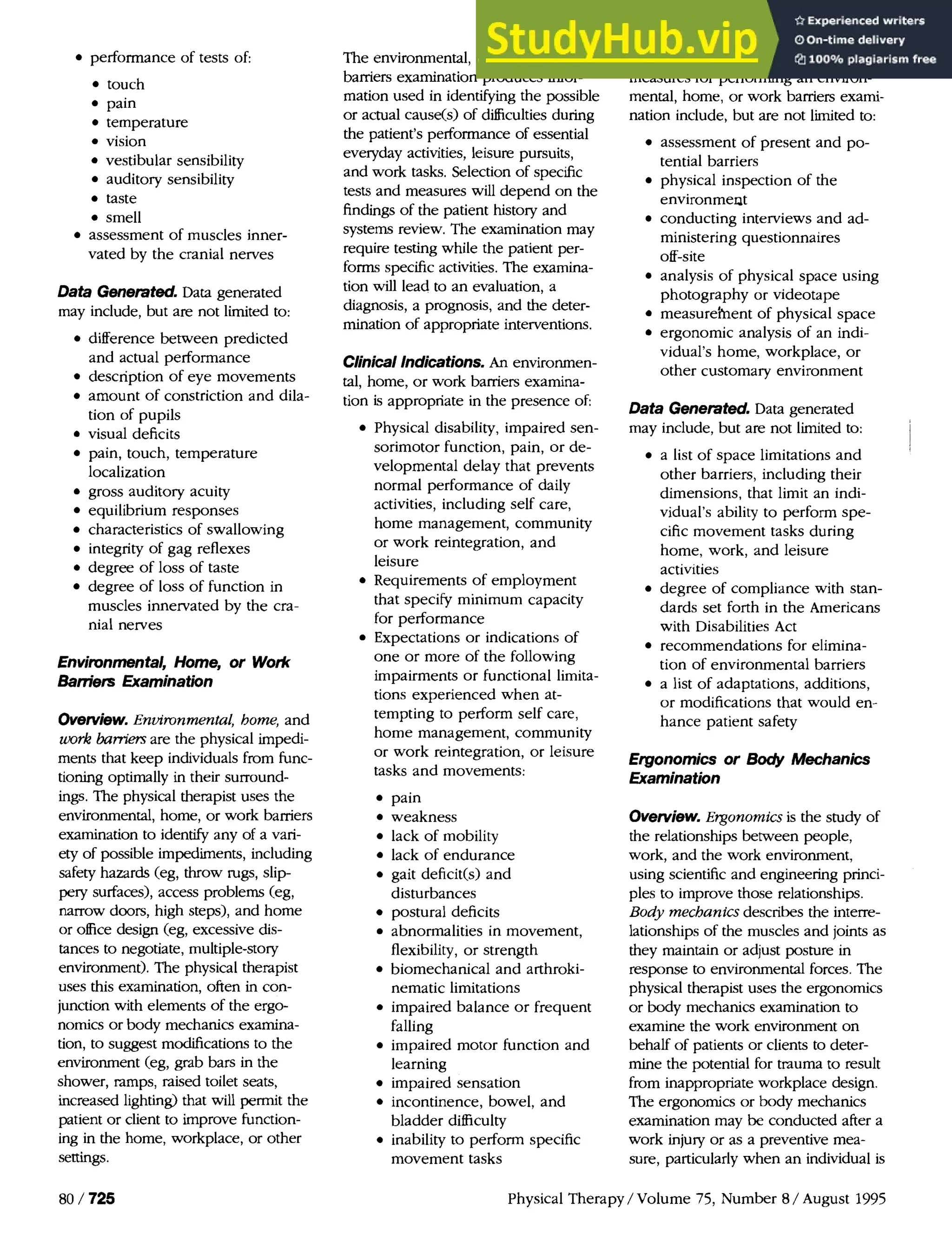 A Guide To Physical Therapist Practice. Volume I A Description Of ...