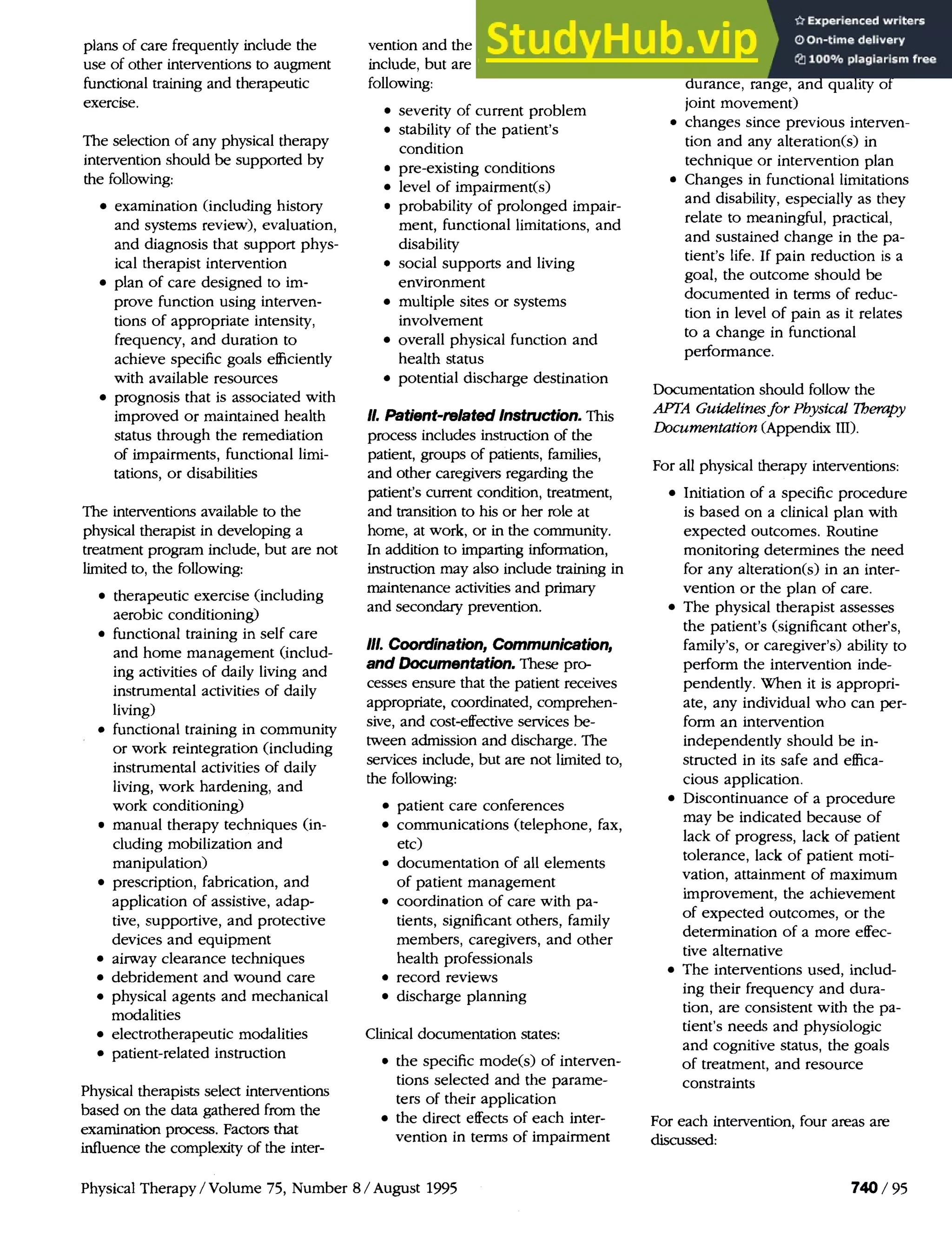 A Guide To Physical Therapist Practice. Volume I A Description Of ...