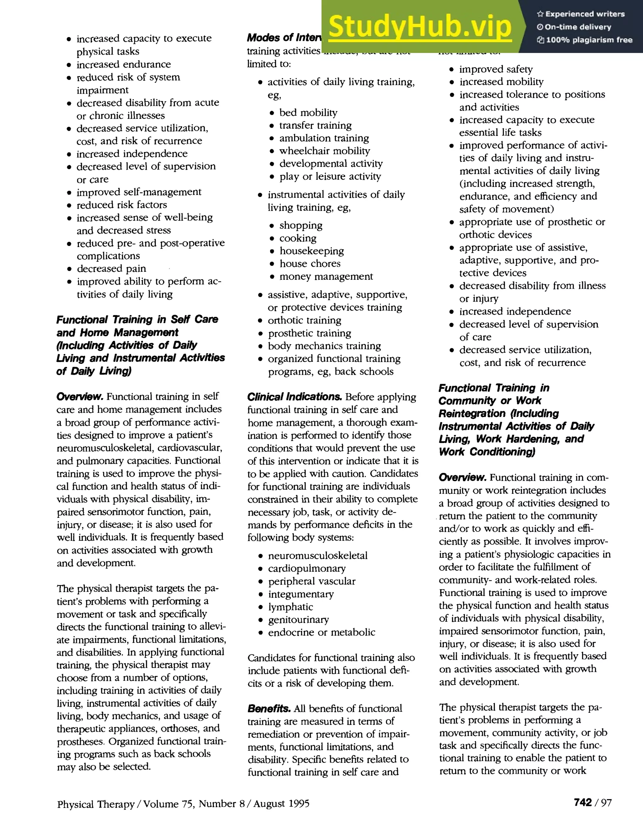 A Guide To Physical Therapist Practice. Volume I A Description Of ...