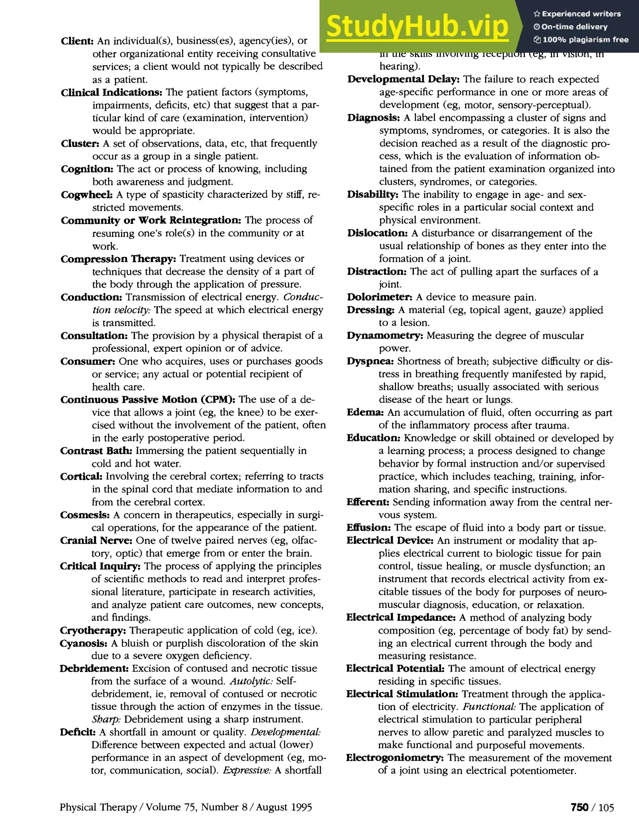 A Guide To Physical Therapist Practice. Volume I A Description Of ...