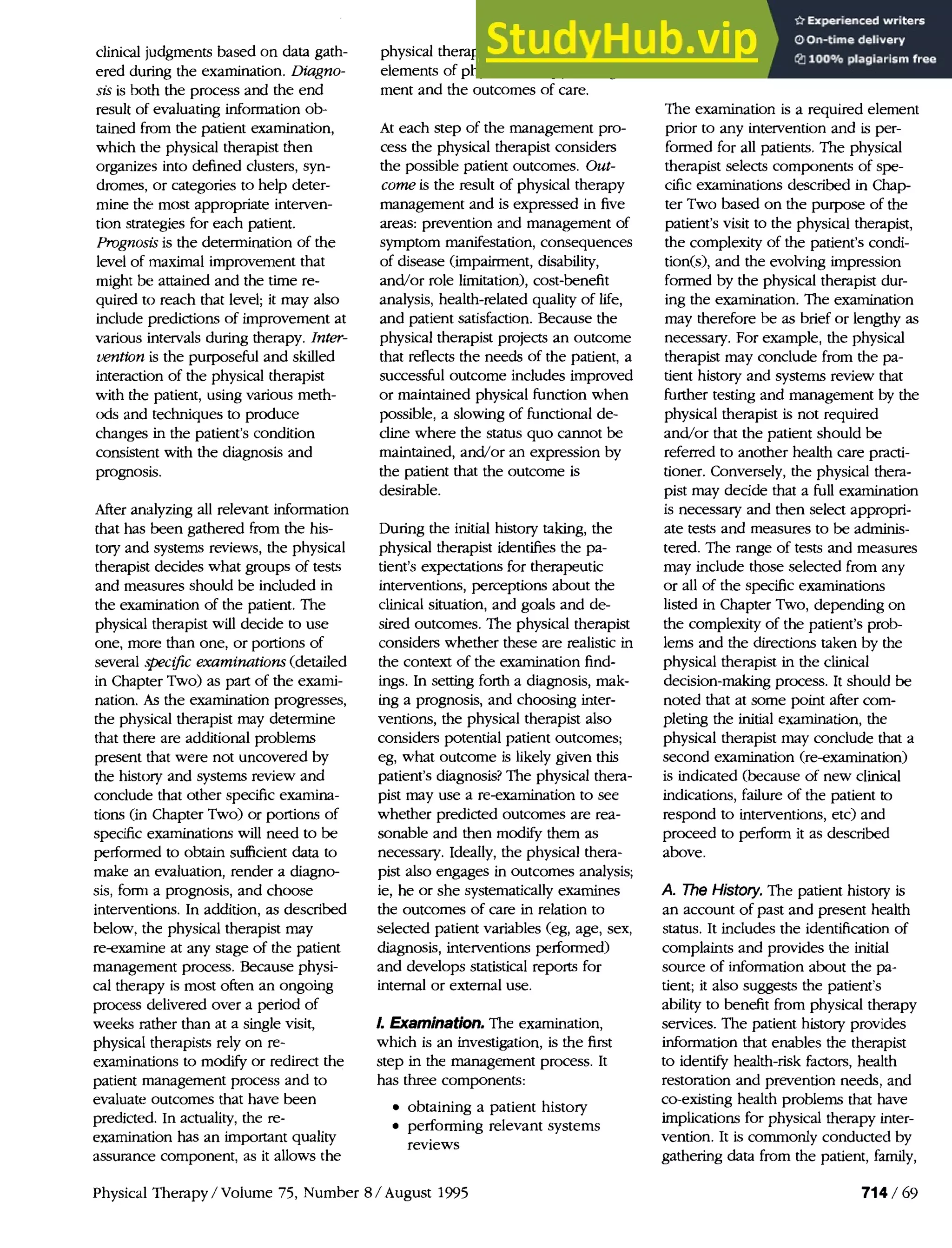 A Guide To Physical Therapist Practice. Volume I A Description Of ...