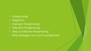 Academic Paper Pros | A Guide to Plagiarism and Paraphrasing | PPTX