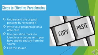 Academic Paper Pros | A Guide to Plagiarism and Paraphrasing | PPTX