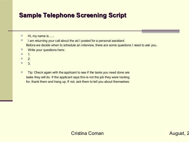 Telephone Survey Script Sample