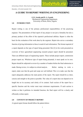 A Guide To Report Writing In Engineering | PDF