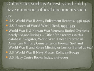 A guide to researching WWII military service | PPT
