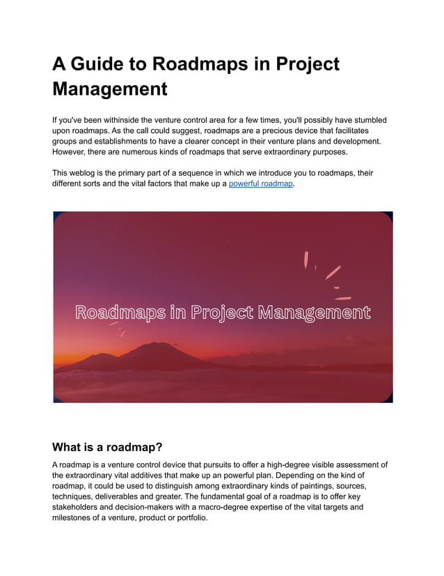 A Guide to Roadmaps in Project Management.pdf | Technology & Computing