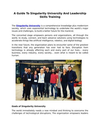 A guide to singularity university and leadership skills training | PDF