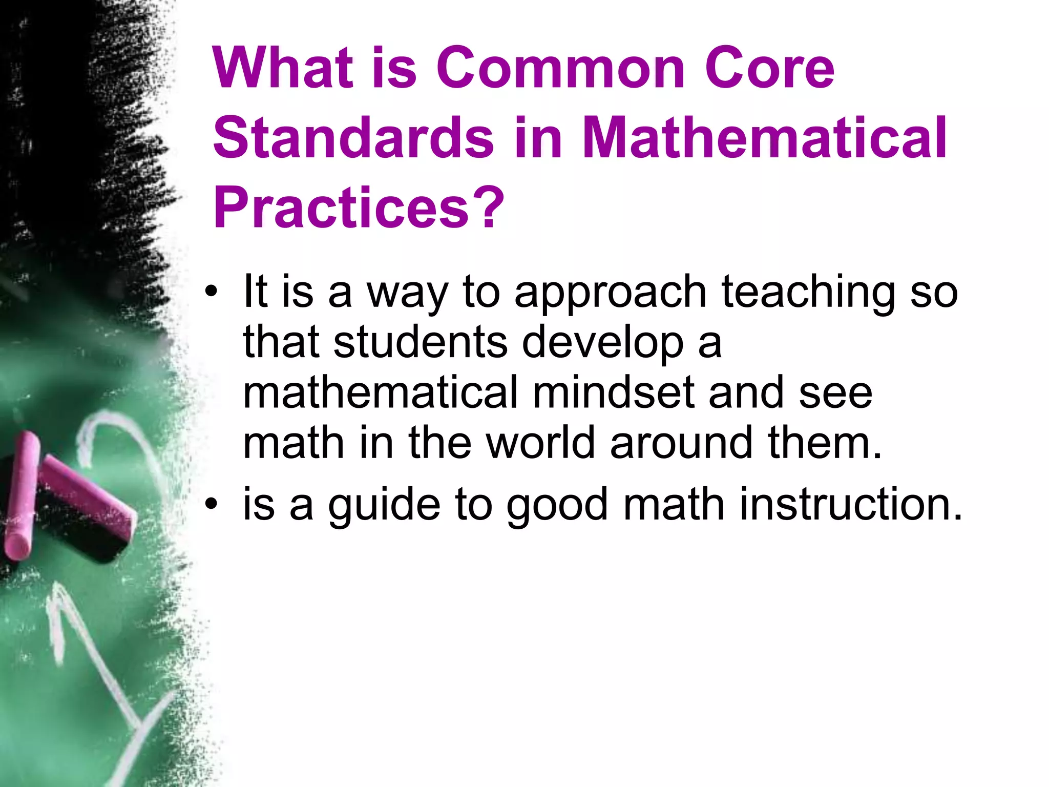 A Guide to the Mathematical Practice Standards in Mathematics.ppt ...