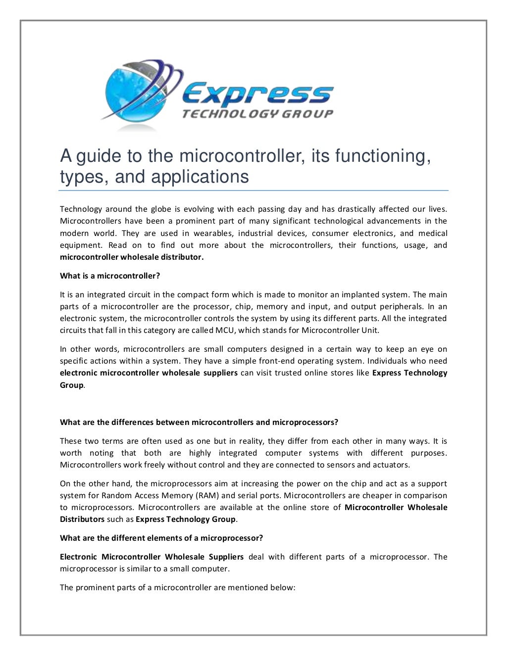A guide to the microcontroller, its functioning, types, and applications .pdf