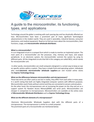 A Guide to the Microcontroller, Its Functioning, Types, and Applications .pdf