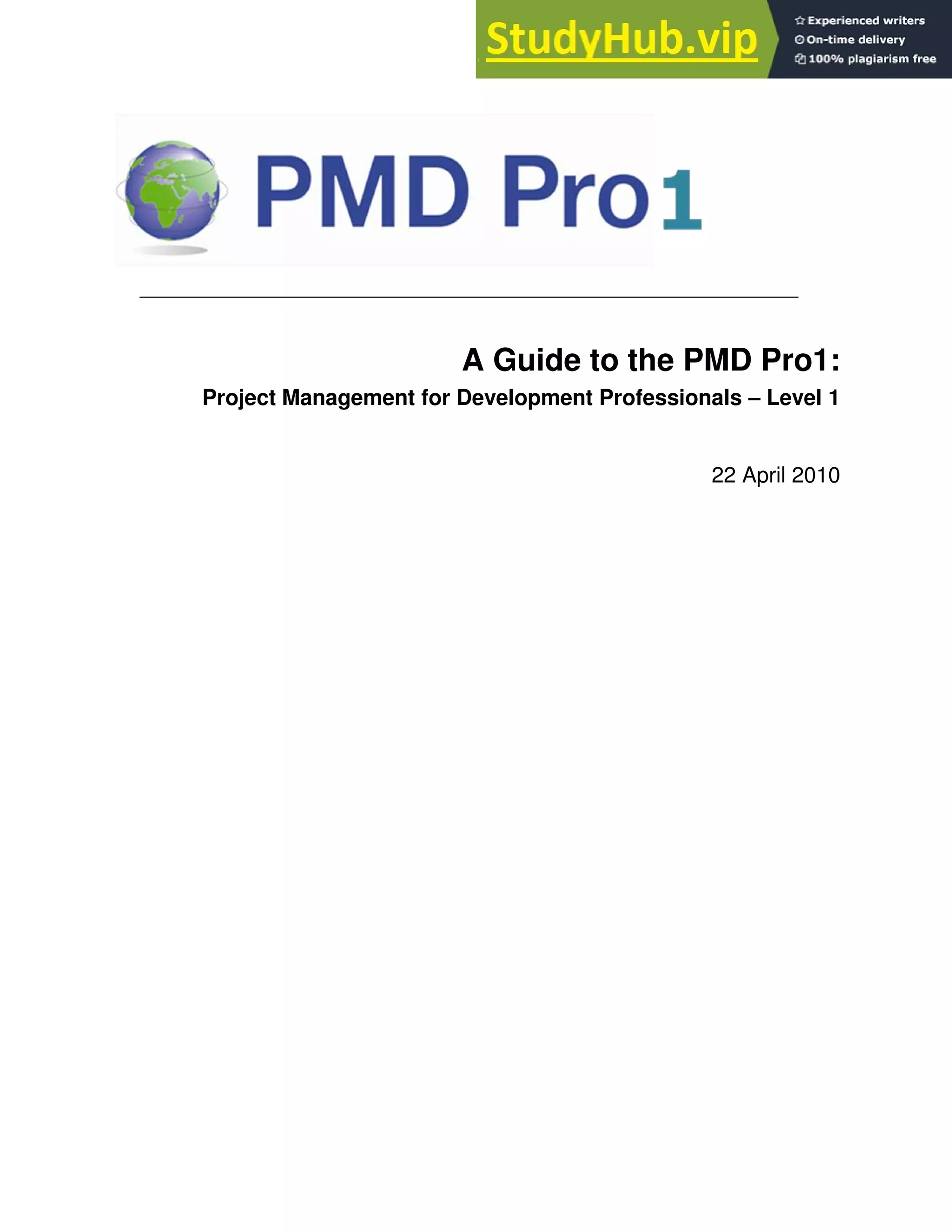 A Guide To The PMD Pro1 Project Management For Development Professionals Level 1 Guide To The ...