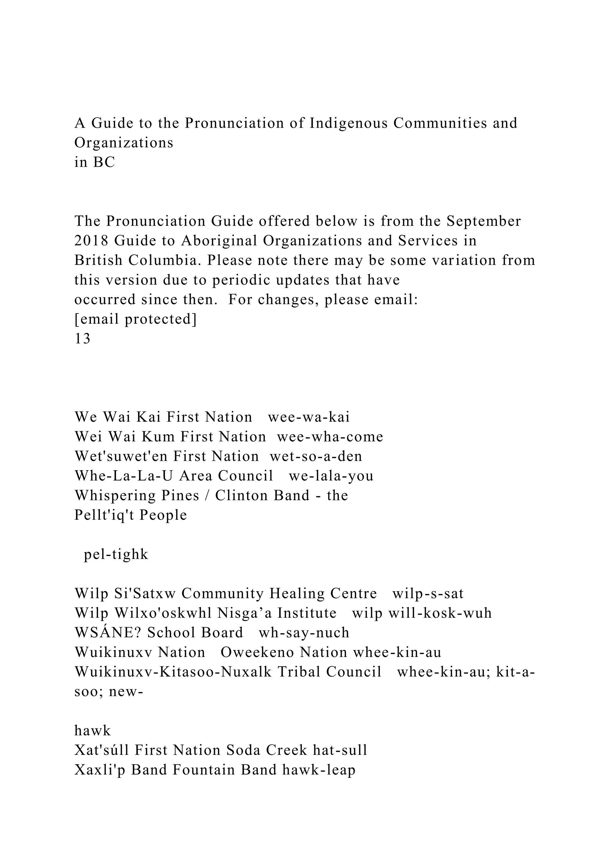 A Guide to the Pronunciation of Indigenous Communities and Org.docx ...