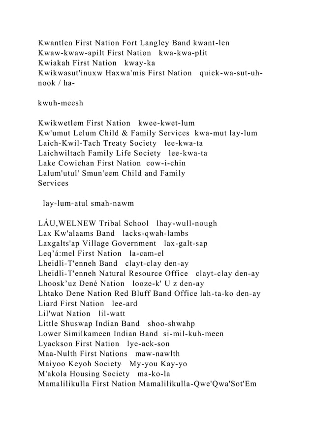 A Guide to the Pronunciation of Indigenous Communities and Org.docx ...