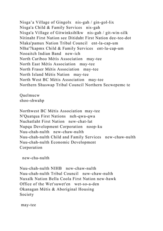 A Guide to the Pronunciation of Indigenous Communities and Org.docx ...