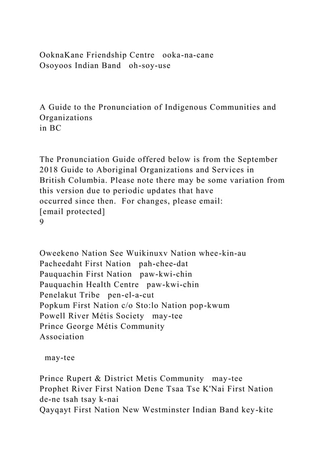 A Guide to the Pronunciation of Indigenous Communities and Org.docx ...