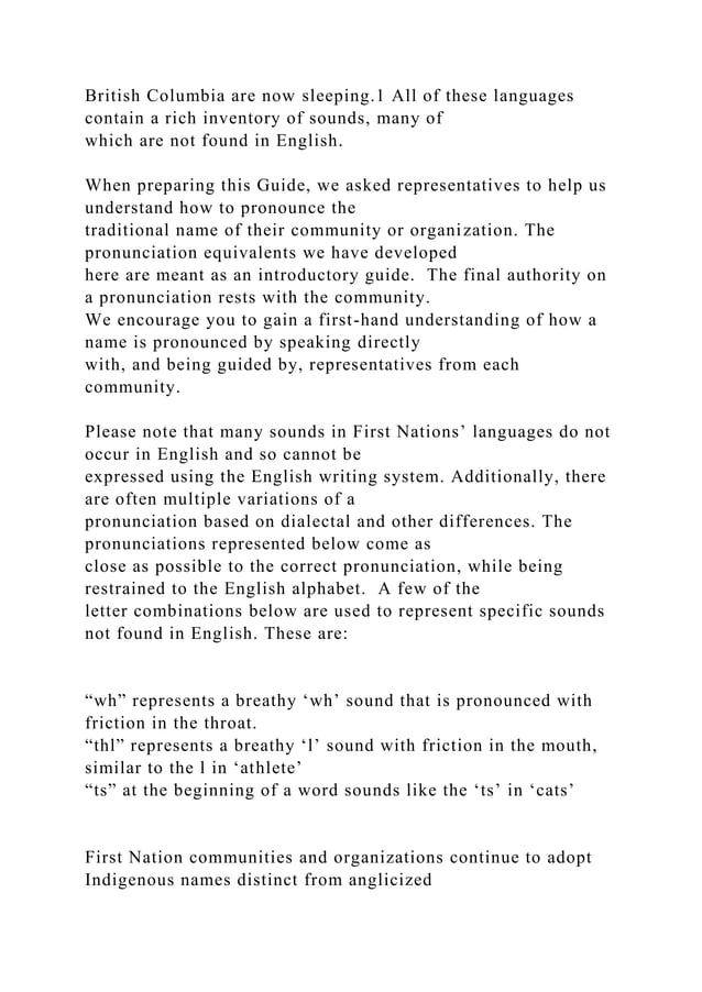 A Guide to the Pronunciation of Indigenous Communities and Org.docx ...