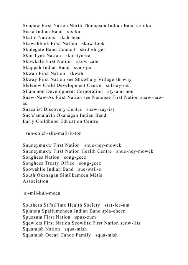 A Guide to the Pronunciation of Indigenous Communities and Org.docx ...