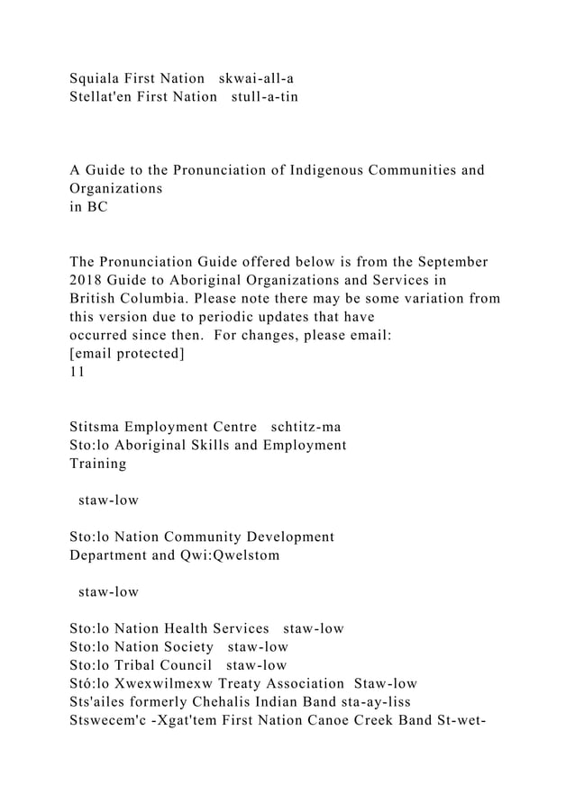 A Guide to the Pronunciation of Indigenous Communities and Org.docx ...
