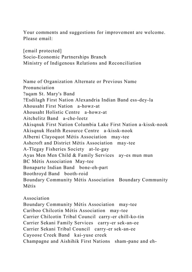 A Guide to the Pronunciation of Indigenous Communities and Org.docx ...