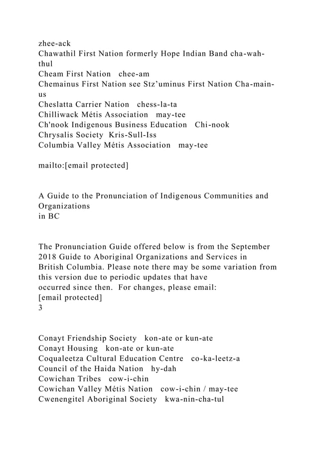 A Guide to the Pronunciation of Indigenous Communities and Org.docx ...