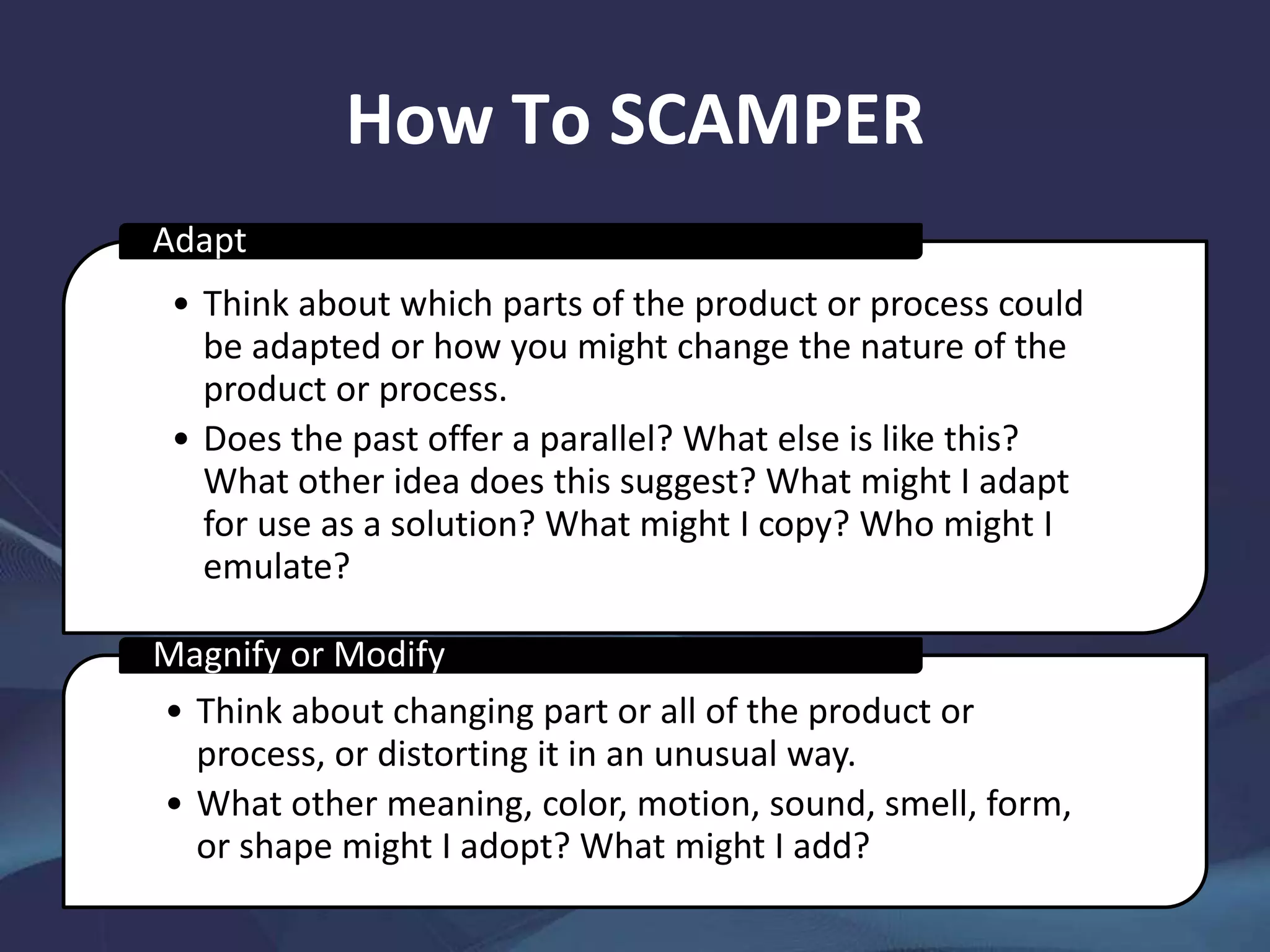 A Guide to the SCAMPER Technique | PPTX