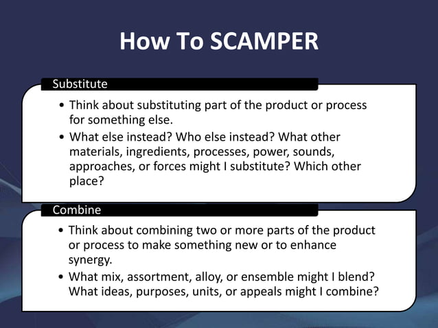 A Guide to the SCAMPER Technique | PPT