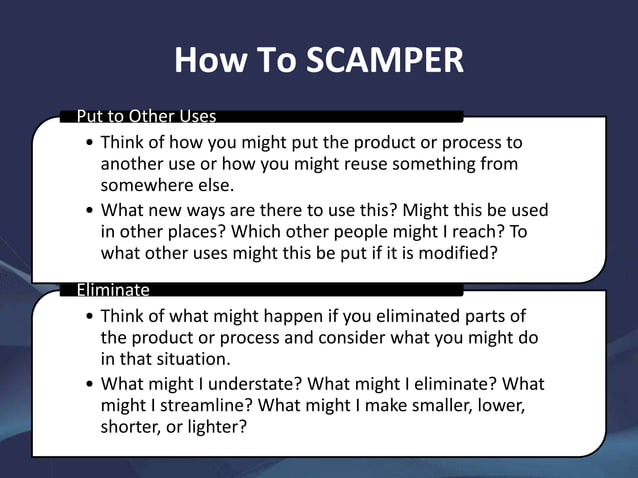 A Guide to the SCAMPER Technique | PPTX | Science