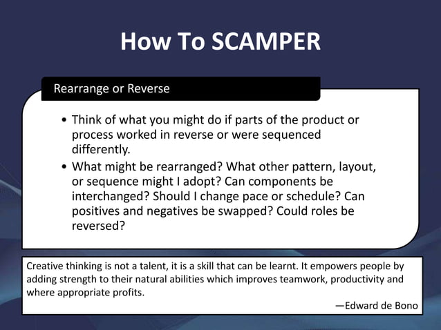 A Guide to the SCAMPER Technique | PPTX | Science