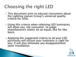 A guide to the specification of led lighting | PPTX