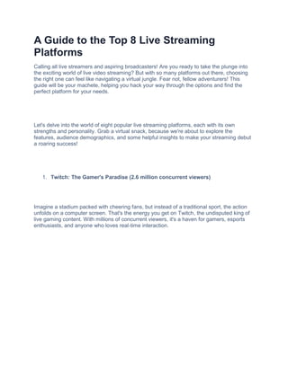 A Guide to the Top 8 Live Streaming Platforms | PDF
