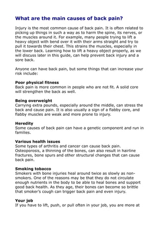 A guide to undestanding back pain and how to get relief | PDF