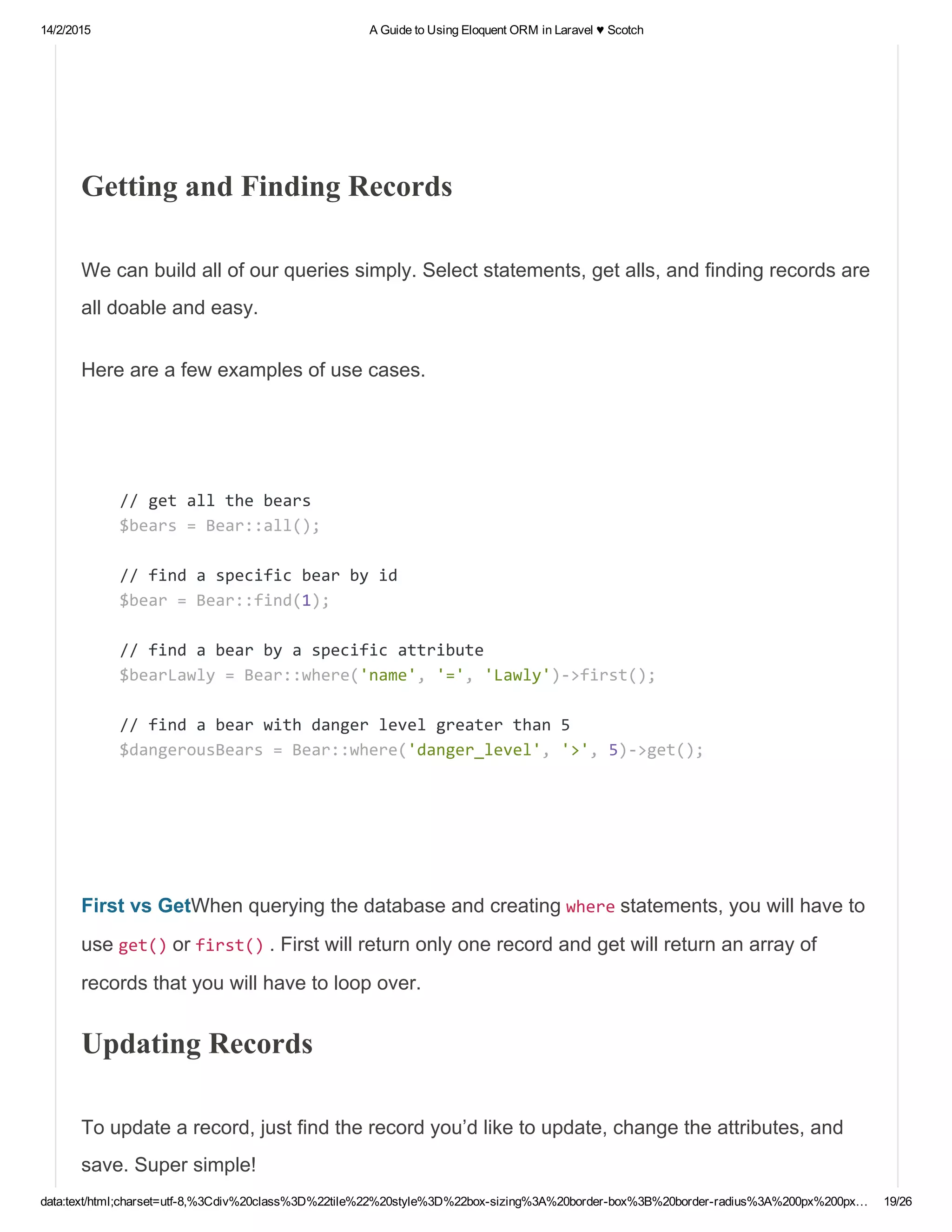 A guide to using eloquent orm in laravel ♥ scotch | PDF | Databases | Computer Software and ...
