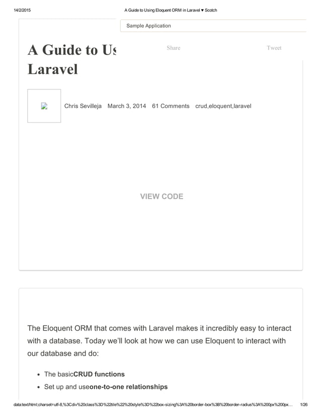 A guide to using eloquent orm in laravel ♥ scotch | PDF | Databases | Computer Software and ...