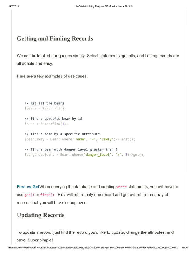 A guide to using eloquent orm in laravel ♥ scotch | PDF | Databases | Computer Software and ...
