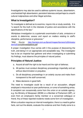 A GUIDE TO WORKPLACE INVESTIGATION A COMPANION TO THE INVESTIGATION ...