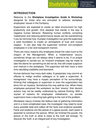 A GUIDE TO WORKPLACE INVESTIGATION A COMPANION TO THE INVESTIGATION ...