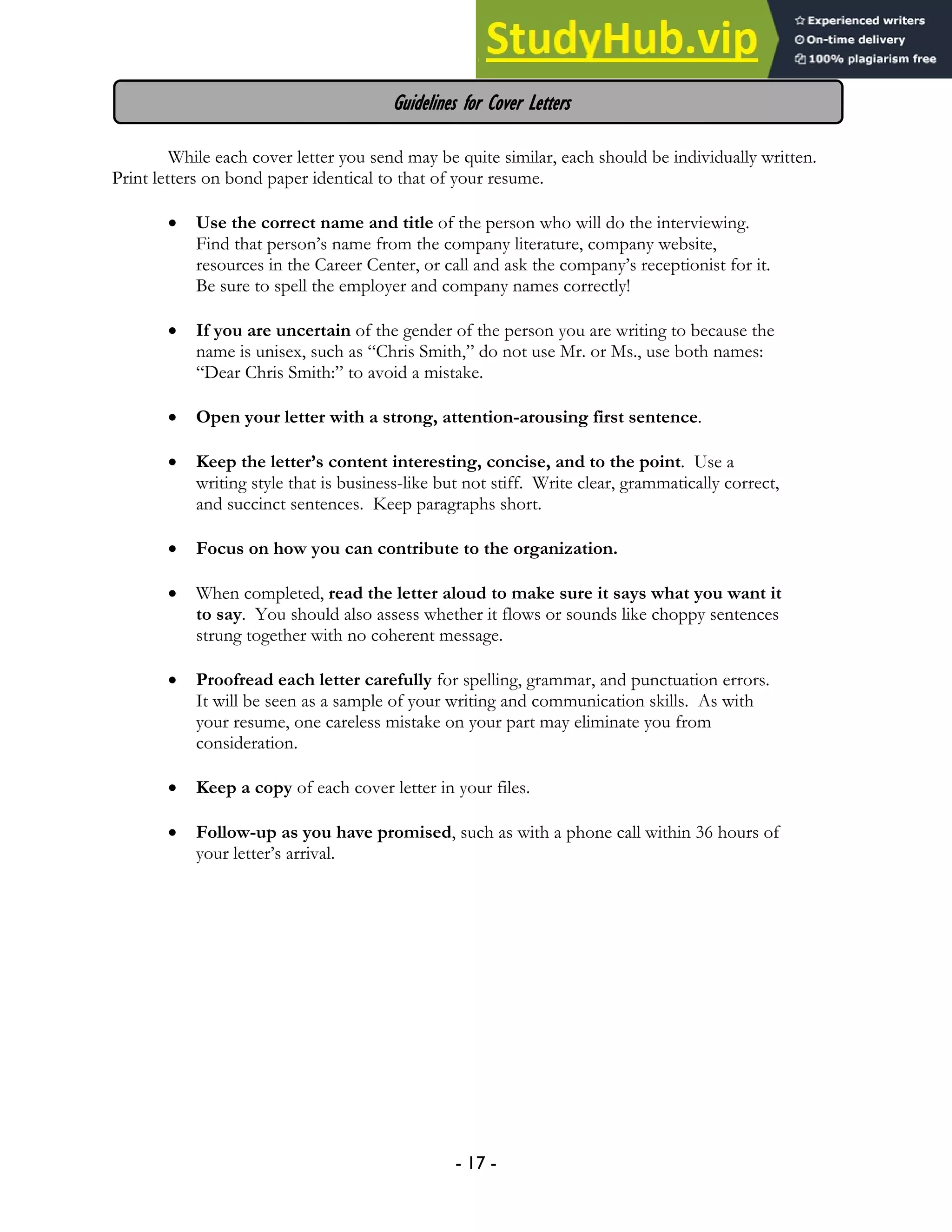 A Guide To Writing Effective Resumes And Cover Letters | PDF