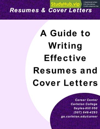 A Guide To Writing Effective Resumes And Cover Letters | PDF