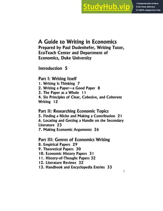 A Guide To Writing In Economics A Guide To Writing In Economics | PDF